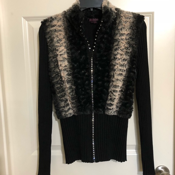 Sweaters | Bling Bling Zippered Faux Fur Sweater | Poshmark